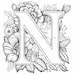 Floral Letter "n" Coloring Page, Style 1 - Downloadable Printable ...