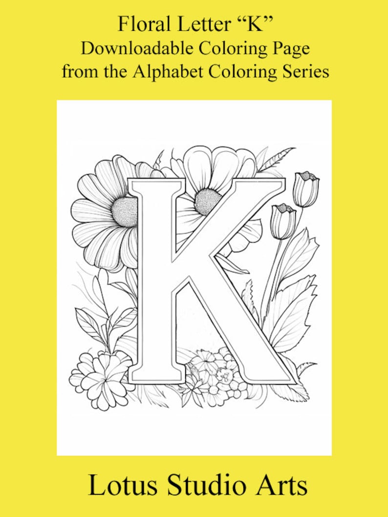 Floral Letter "k" Coloring Page, Style 1 - Downloadable Printable ...