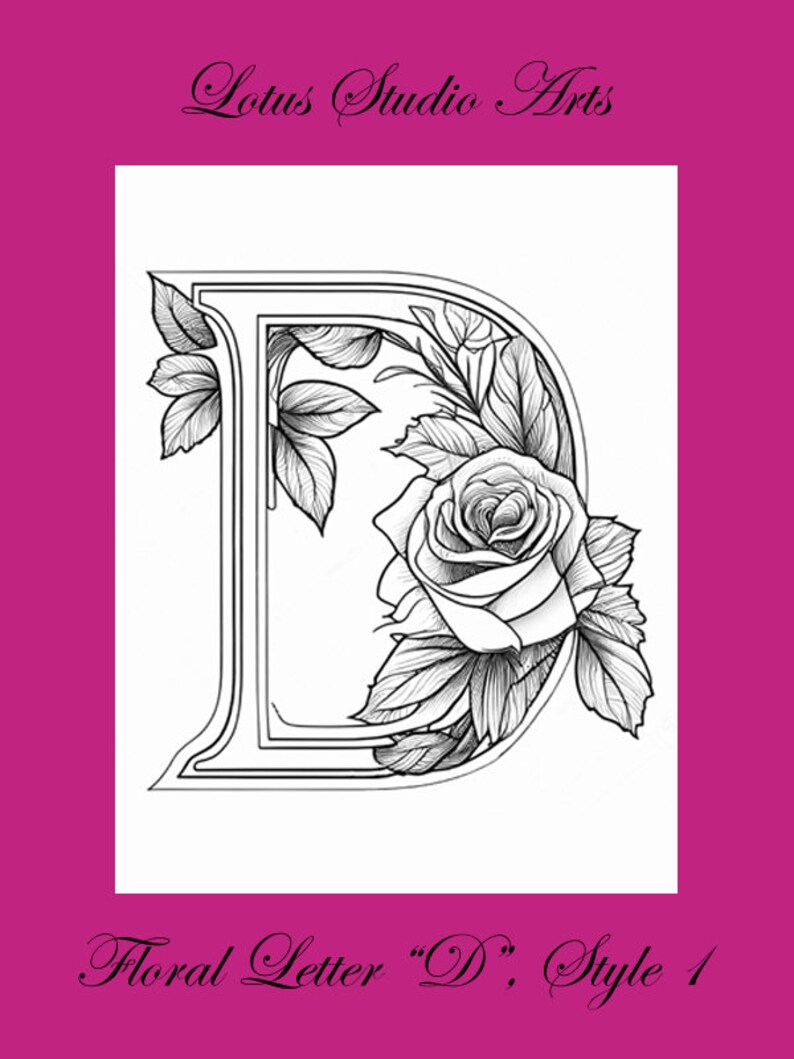 Floral Letter "d" Coloring Page, Style 1 - Downloadable Printable ...