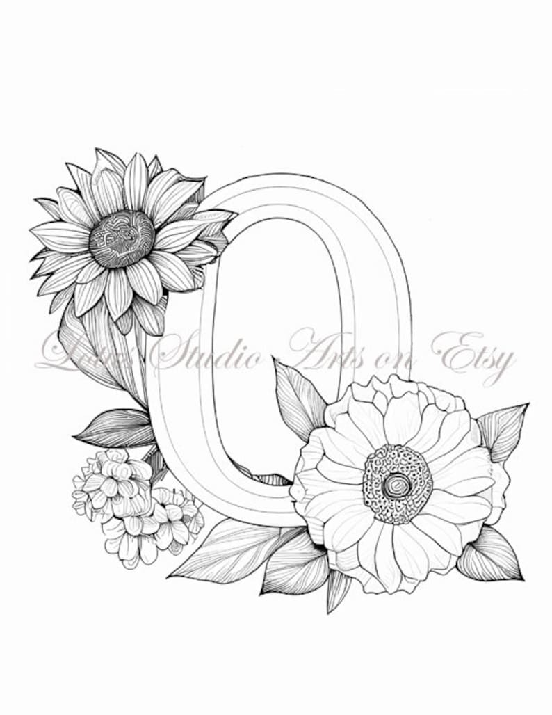 Floral Letter "o" Coloring Page, Style 1 - Downloadable Printable ...