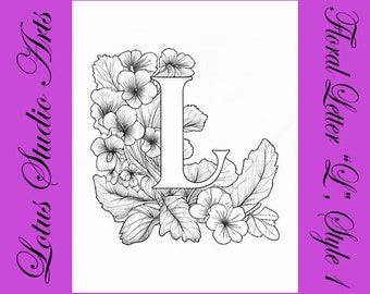 Floral Letter r Coloring Page, Style 1 Downloadable Printable Alphabet ...