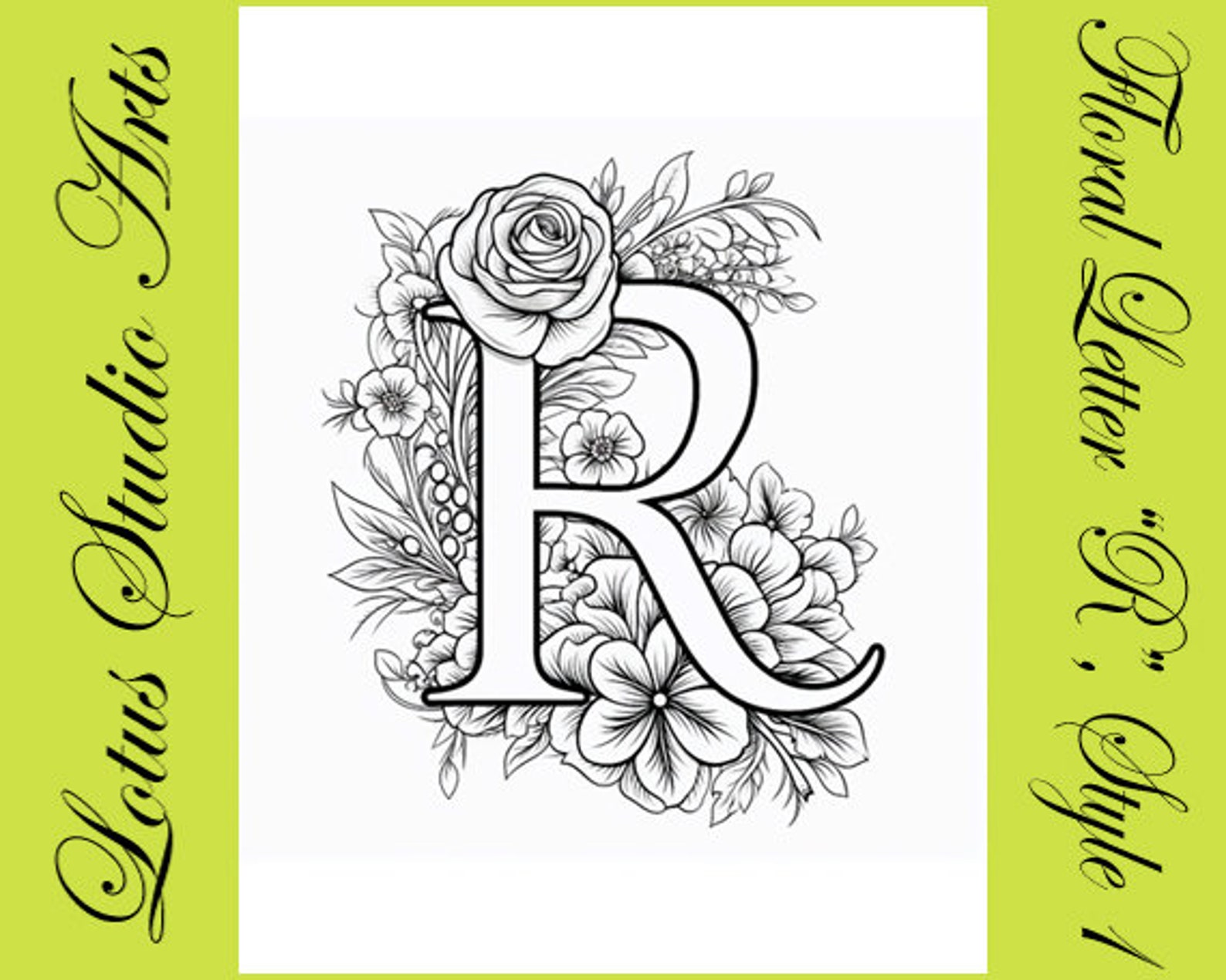 Floral Letter r Coloring Page, Style 1 Downloadable Printable Alphabet ...