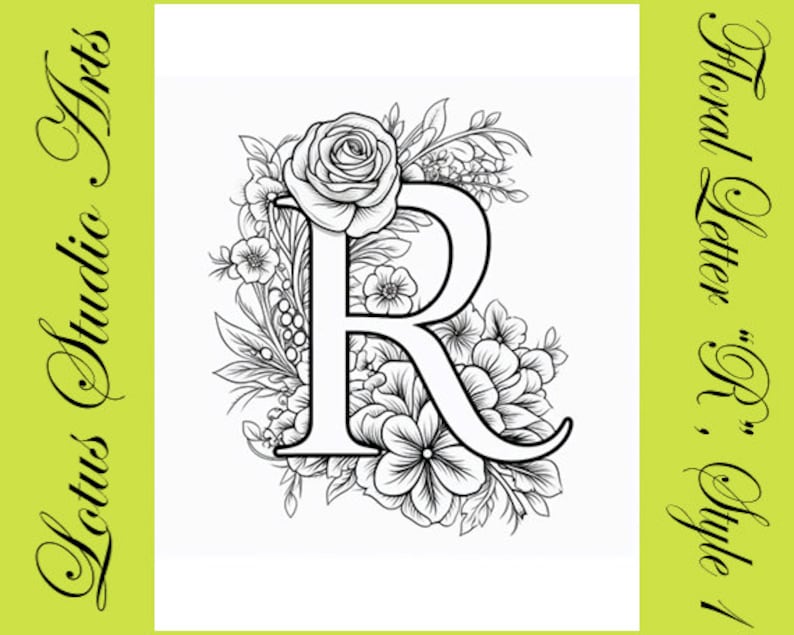 Floral Letter "r" Coloring Page, Style 1 - Downloadable Printable ...