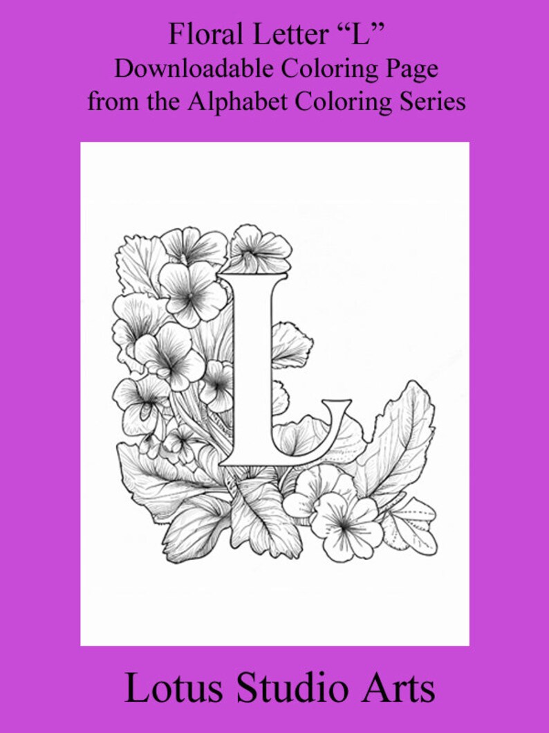 Floral Letter "l" Coloring Page, Style 1 - Downloadable Printable ...