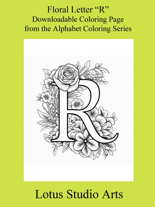 Floral Letter "r" Coloring Page, Style 1 - Downloadable Printable ...
