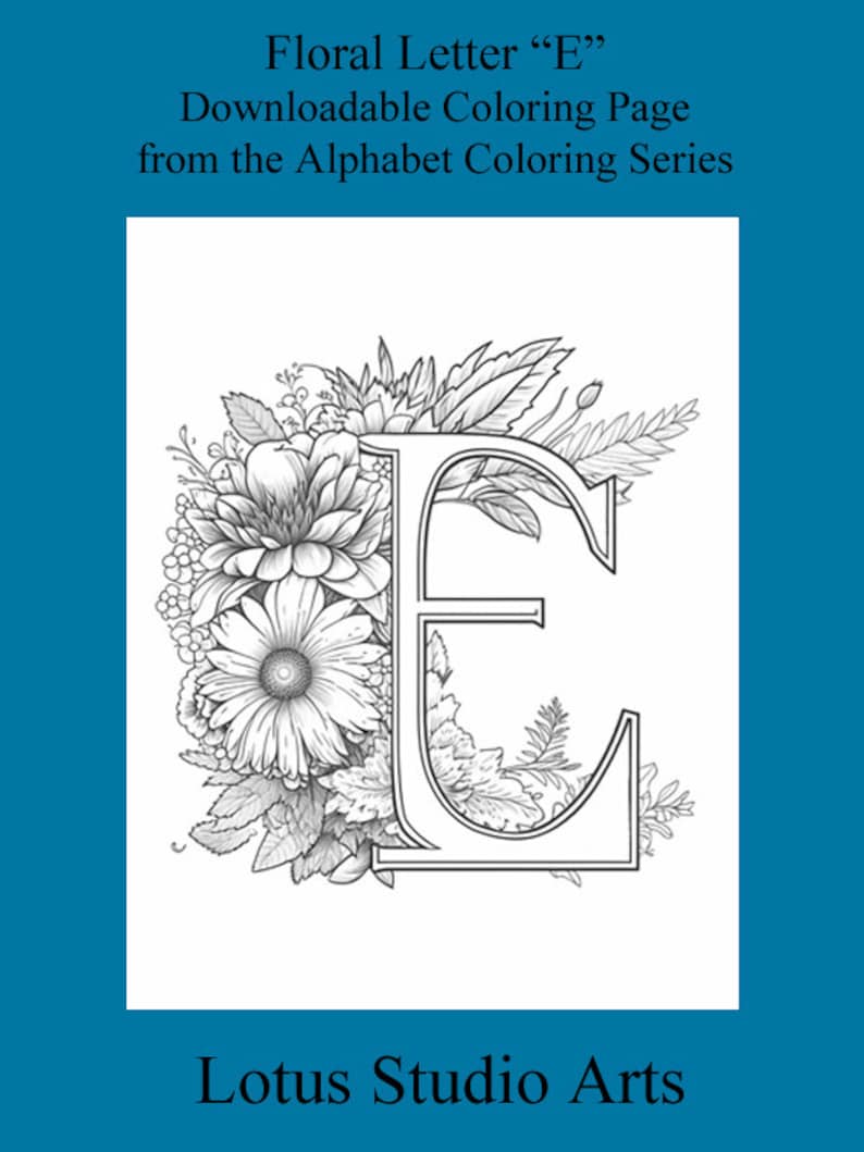 Floral Letter "e" Coloring Page, Style 1 - Downloadable Printable ...