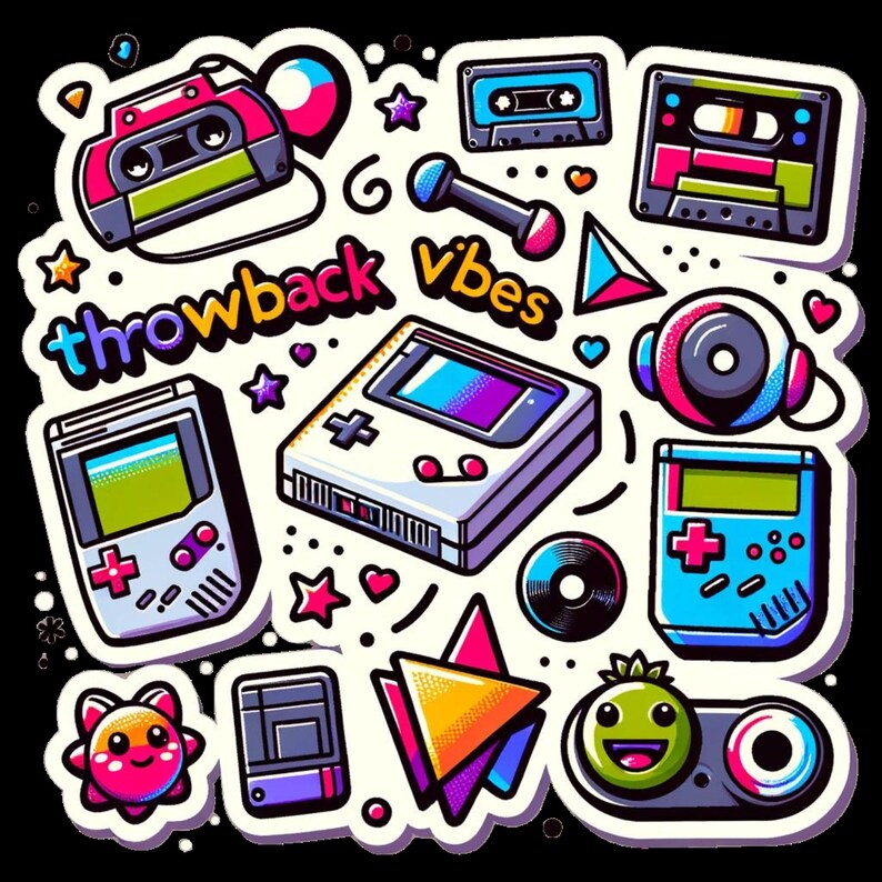 Nostalgic Millennial Sticker Downloadable Template throwback Vibes - Etsy