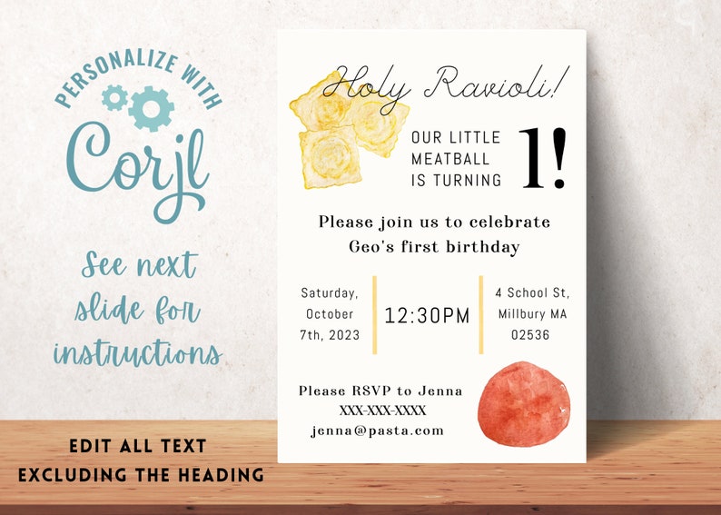 Birthday Party Invitation First Birthday PASTA PARTY - Etsy