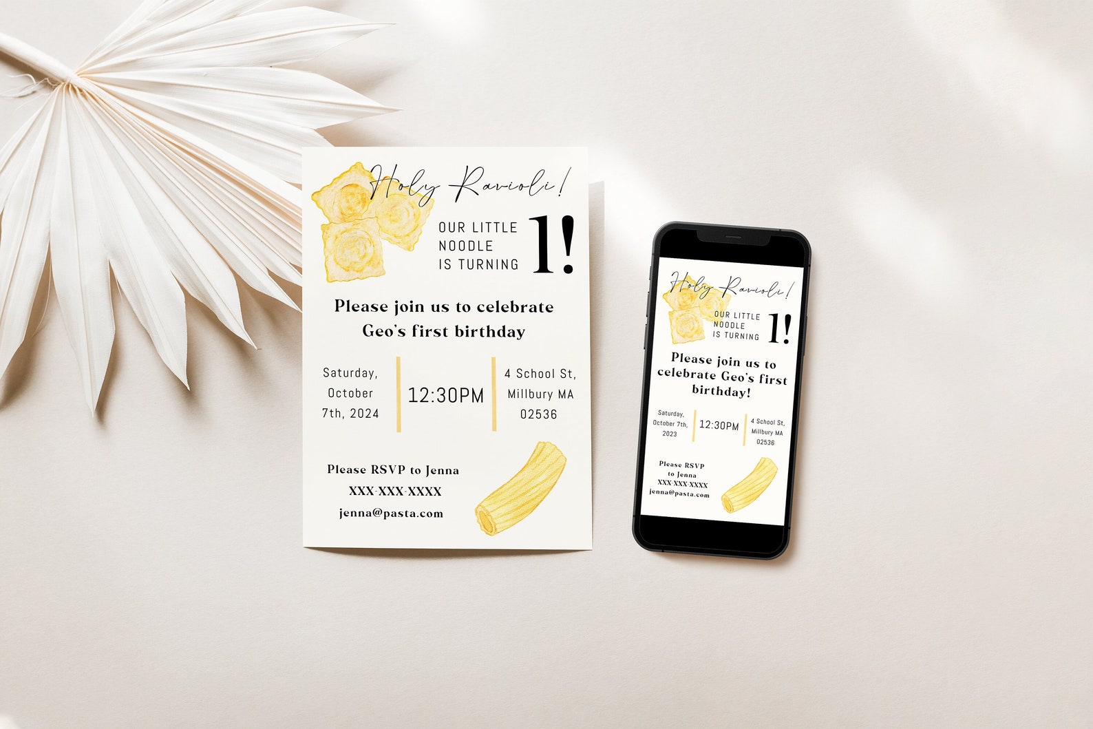 Birthday Party Invitation | Noodle | PASTA PARTY | Editable Template ...