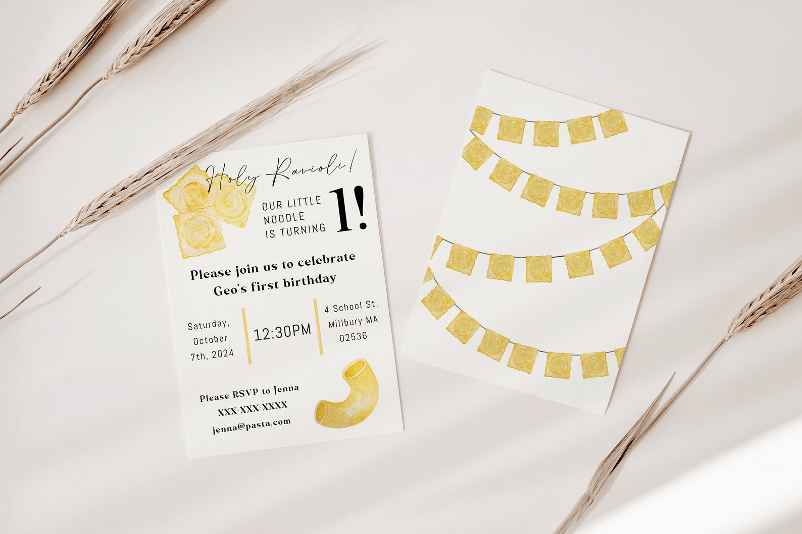 Birthday Party Invitation | Noodle | PASTA PARTY | Editable Template ...
