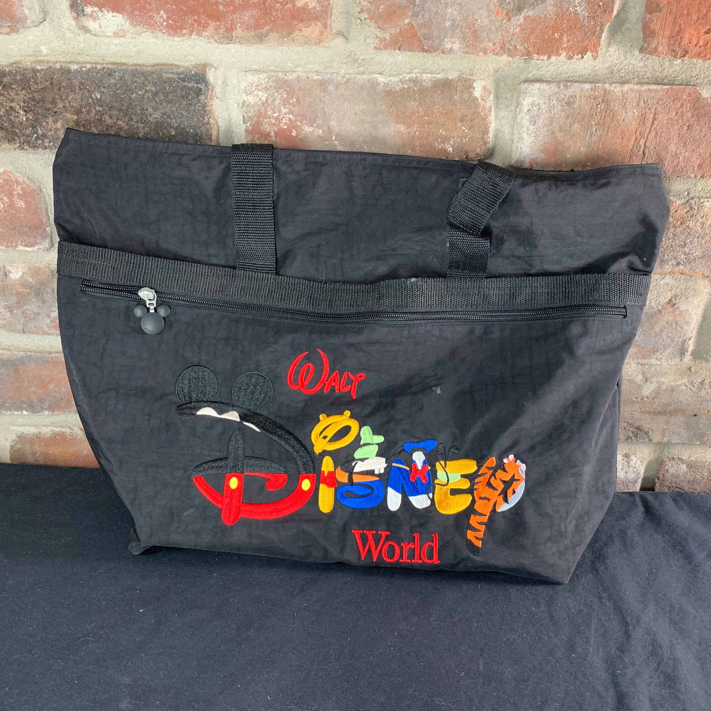 Vintage Disney World Tote Bag 90s Disney Large Black Shoulder Bag ...