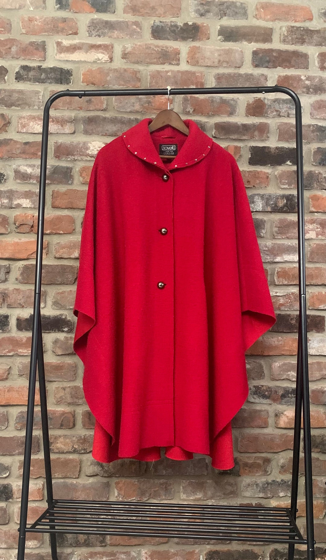 Vintage Novelti Red Wool Cape - Etsy