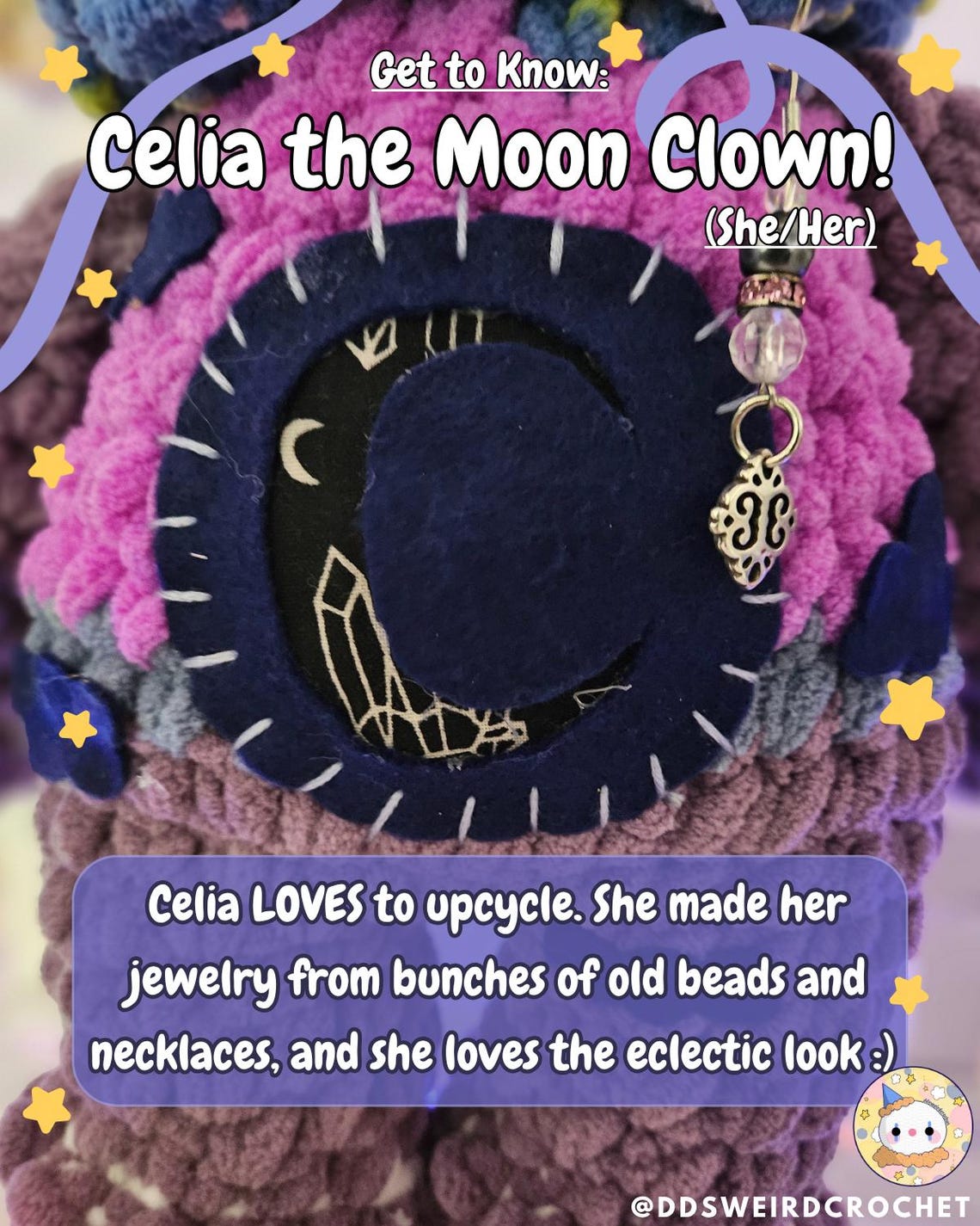 Original Crochet Clown Plush | Celia the Moon Clown!