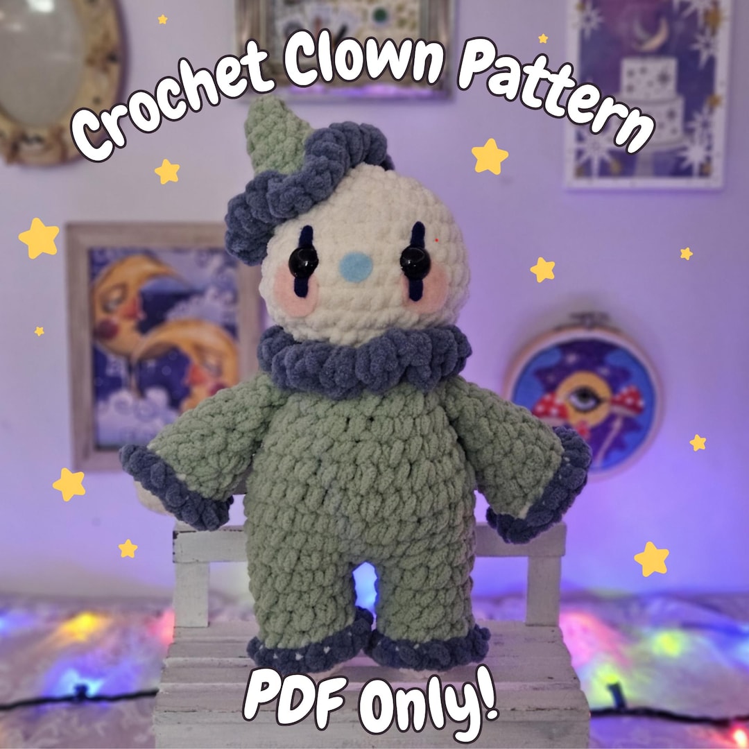 Clown Crochet Pattern | Amigurumi Jester Tutorial | Chubby Circus Clown Plush Toy Digital ...