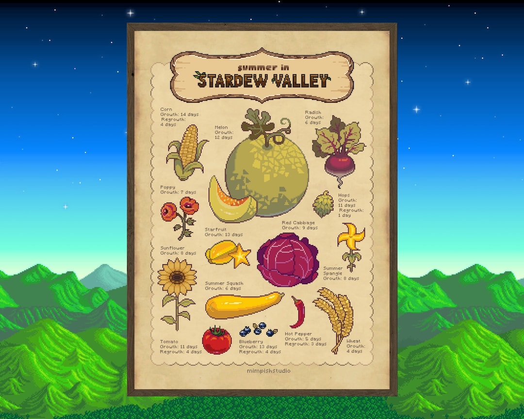 Stardew Valley Printable - Summer - Digital Print - Cottagecore Art ...