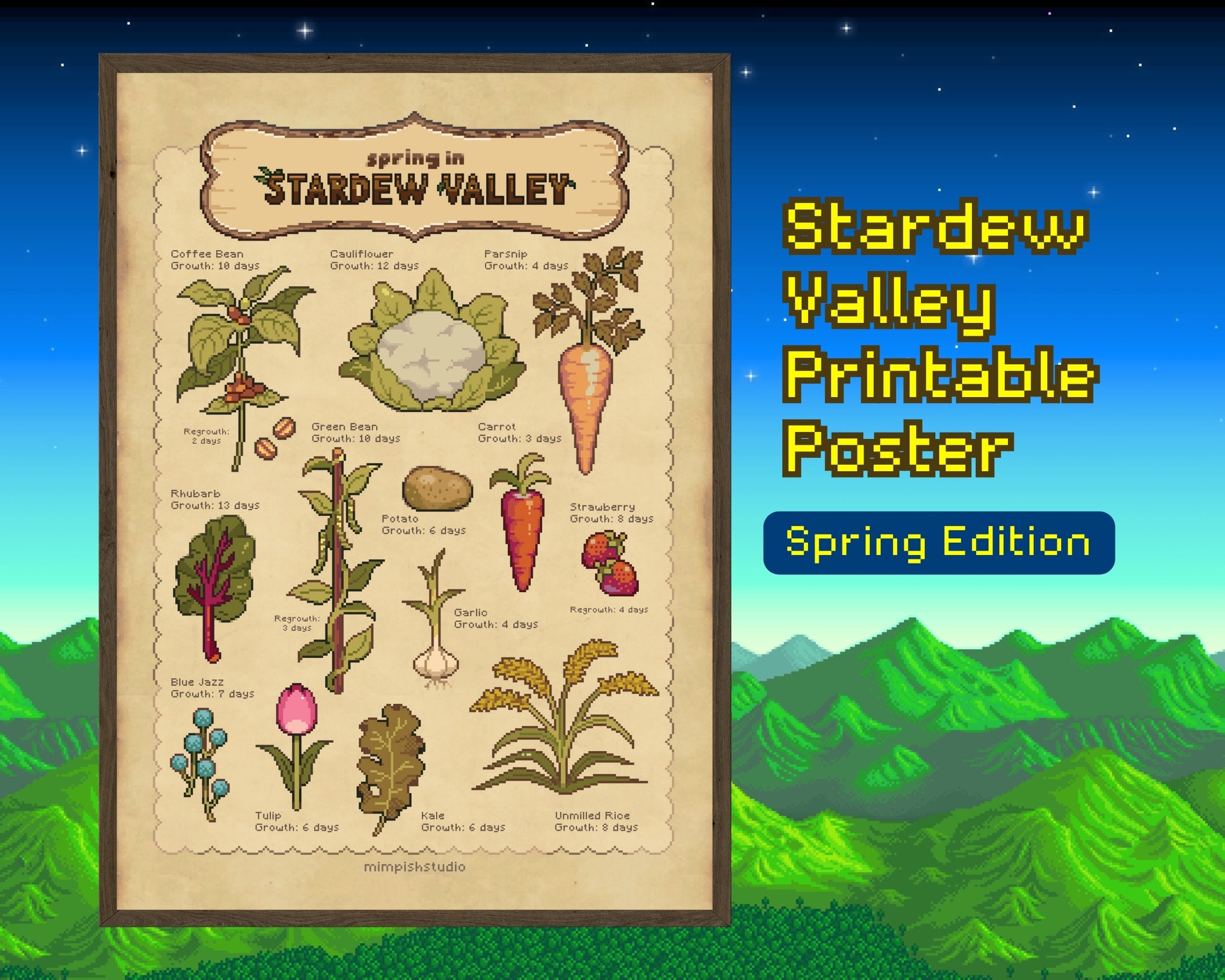 Stardew Valley Printable - Spring - Digital Print - Cottagecore Art ...