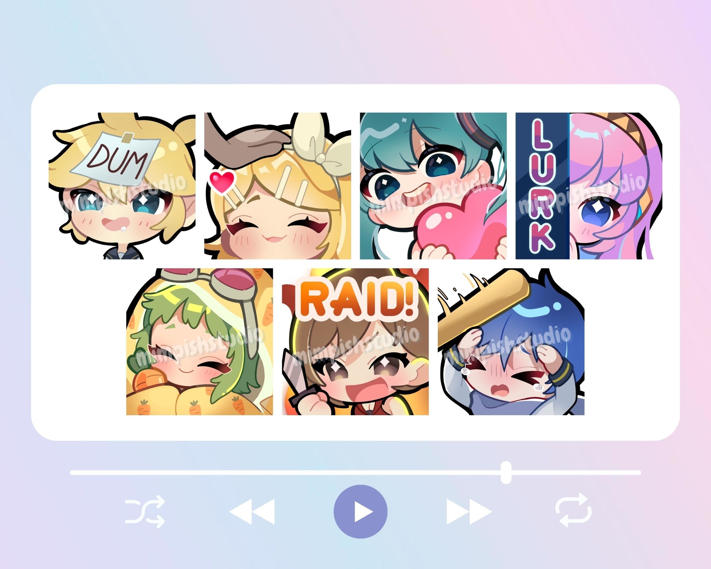 Cute Vocaloid Emotes for Twitch Youtube Discord P2U Emotes Rin Len ...