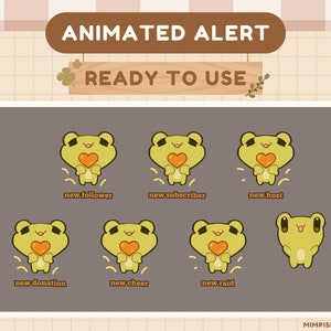 Animated Alert Frog for Comfy Twitch Streamer | Cute Cottagecore ...