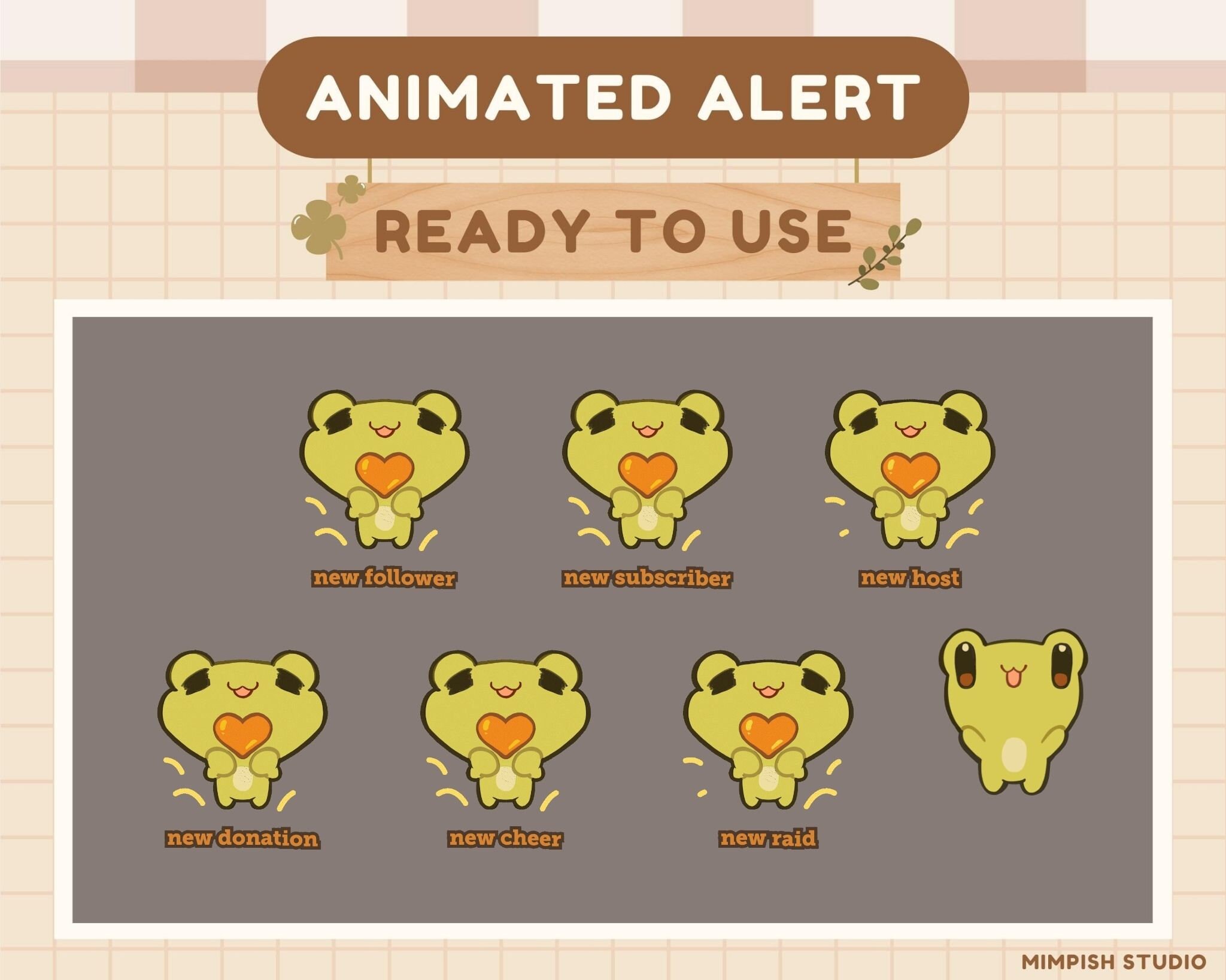 Animated Alert Frog for Comfy Twitch Streamer | Cute Cottagecore ...