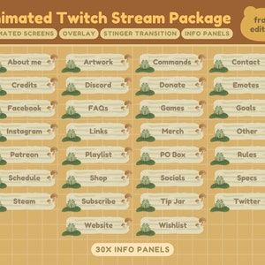 Stream Overlay Package Animated Frog Twitch Package Cottagecore Cute ...