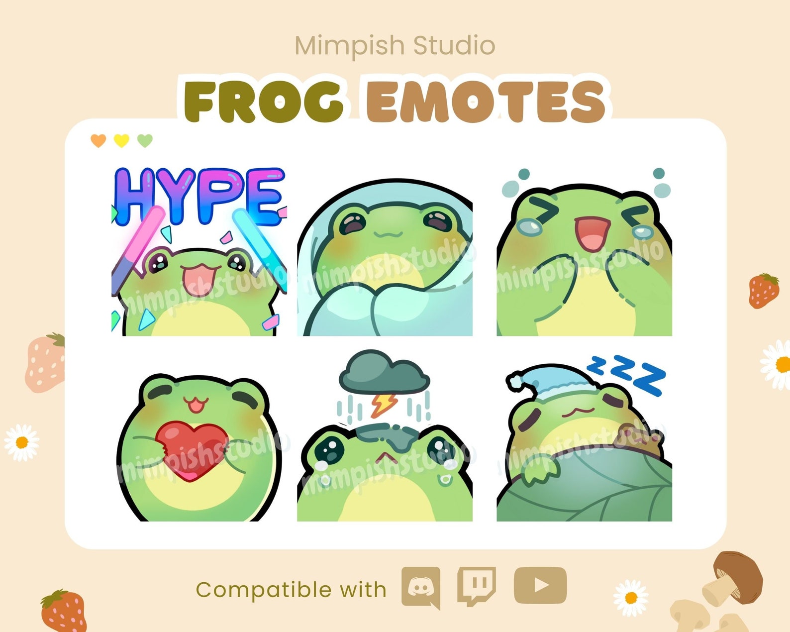 Emote Pack Twitch Frog 6 Cute Frog Emotes Cozy Comfy Aesthetics Kawaii ...