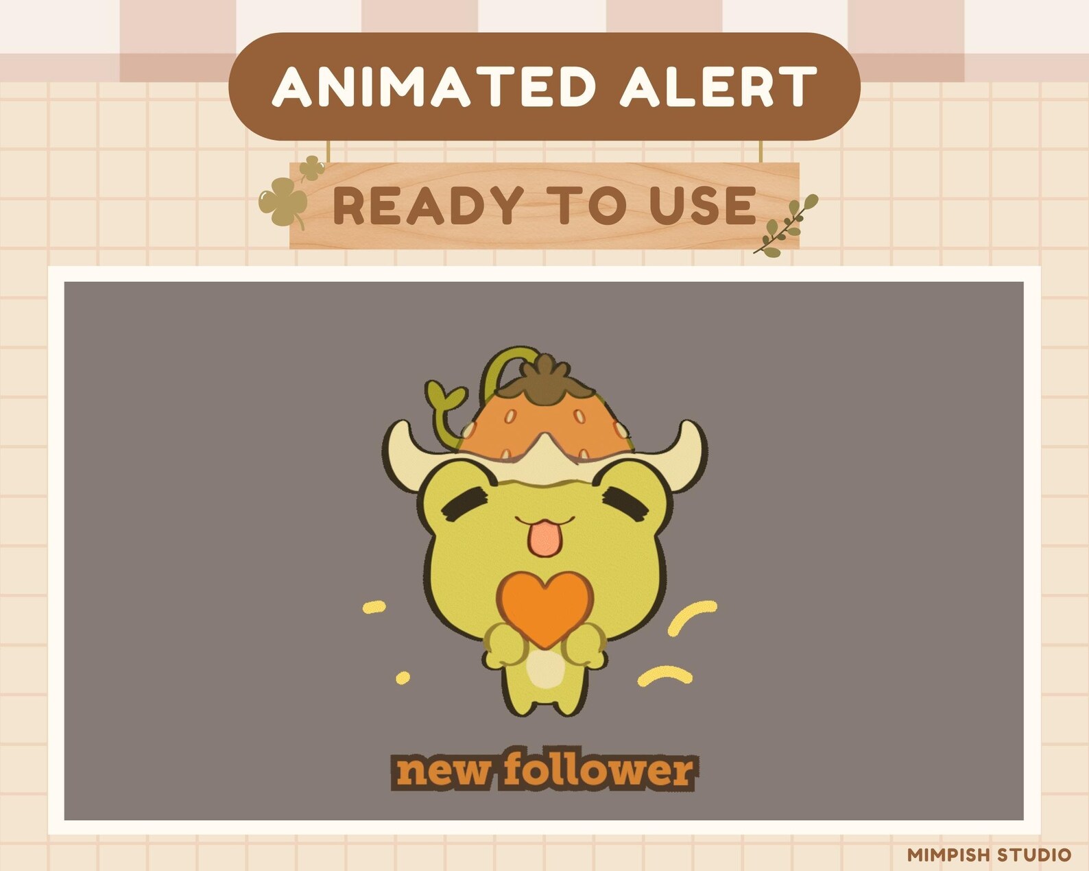 Twitch Stream Alert Animated | Frog Cute Cottagecore Aesthetic | Ready ...