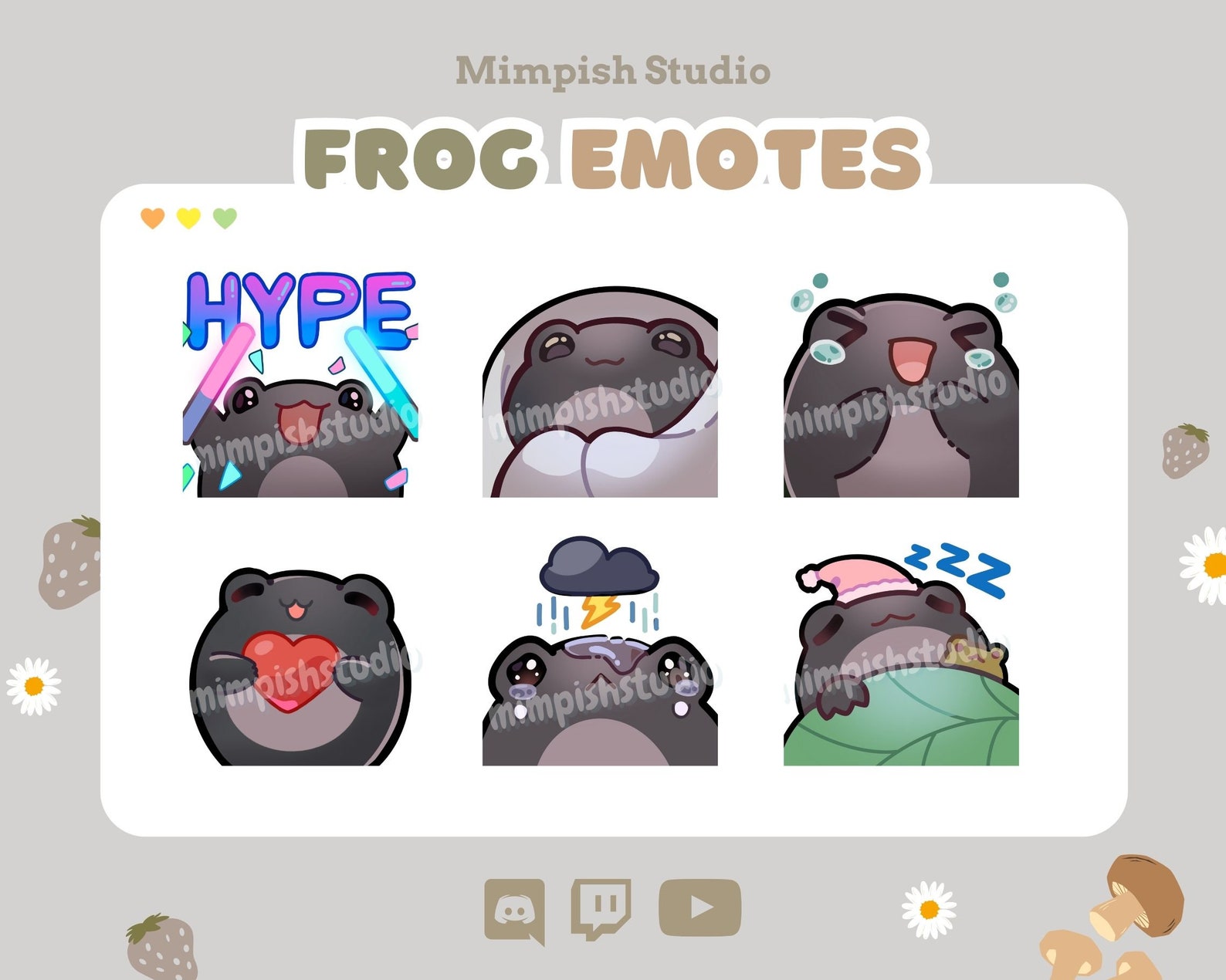 Cute Black Frog Emotes for Twitch Discord Youtube Frog Twitch Emotes ...