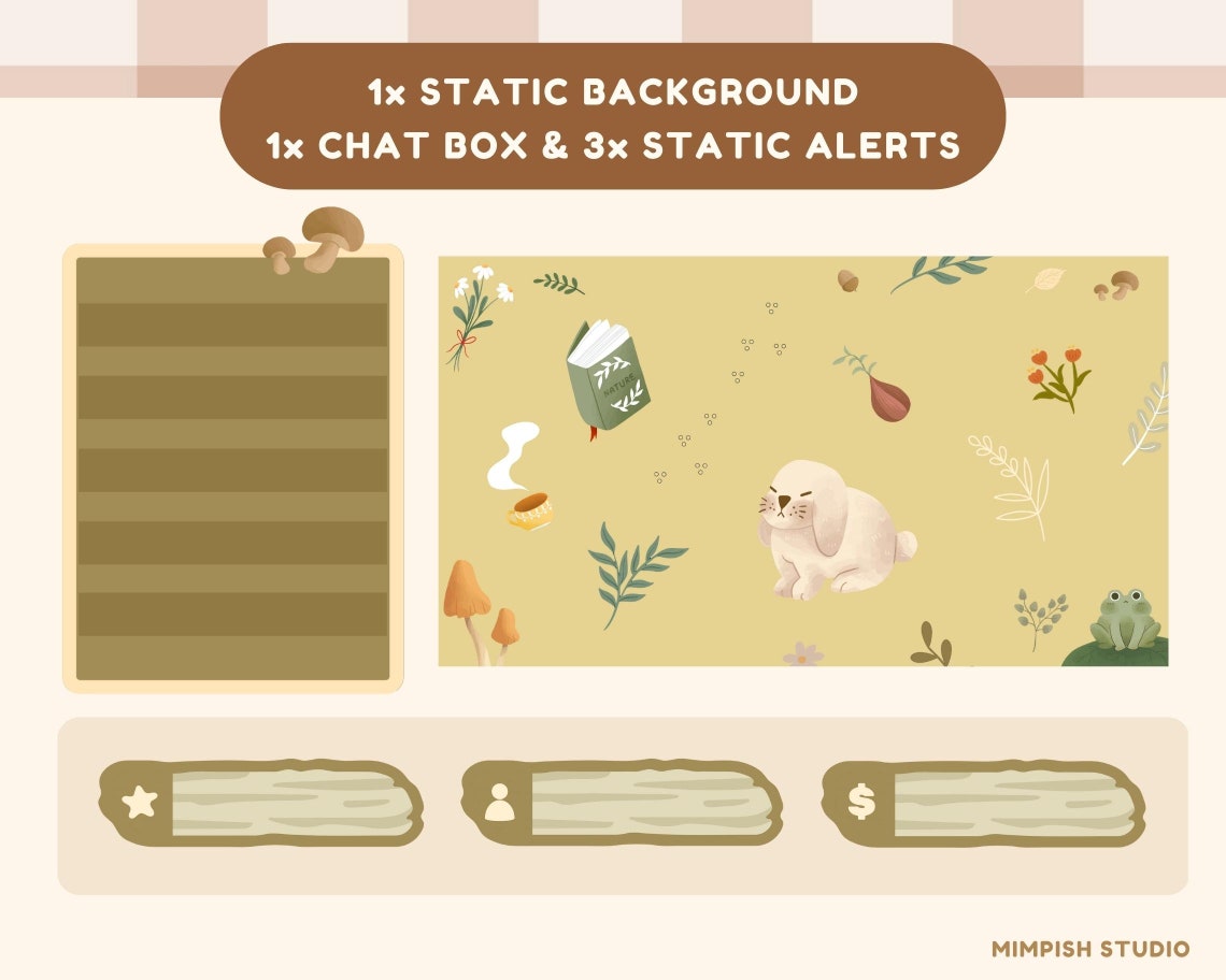 Twitch Animated Cottagecore Overlay Frog Theme Asset Comfy Overlay Cozy ...