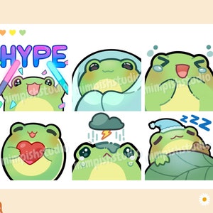 Emote Pack Twitch Frog | 6 Cute Frog Emotes | Cozy Comfy Aesthetics ...