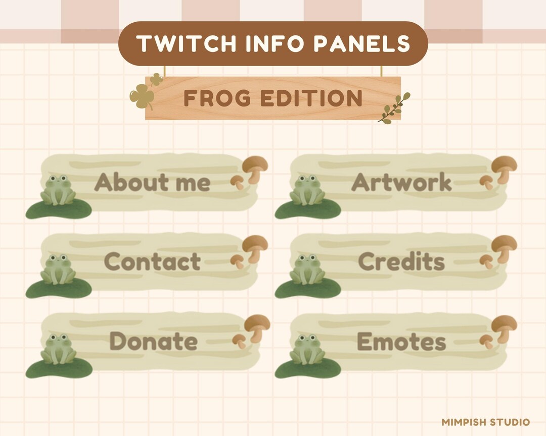 Frog Info Panels for Comfy Twitch Streamer Cute Custom Profile Banner ...