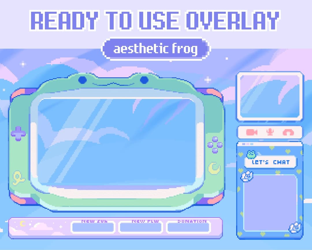 Twitch Overlay Animated | Stream Overlay Pixel Frog | Cute Comfy Cozy ...