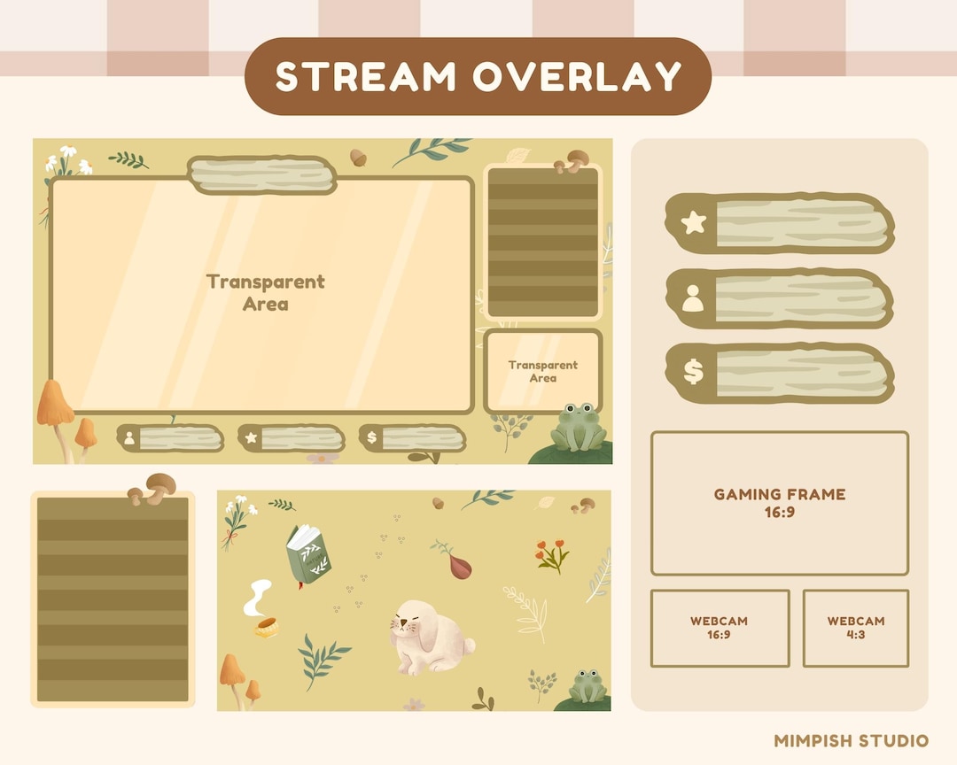 Twitch Animated Cottagecore Overlay Frog Theme Asset Comfy Overlay Cozy ...