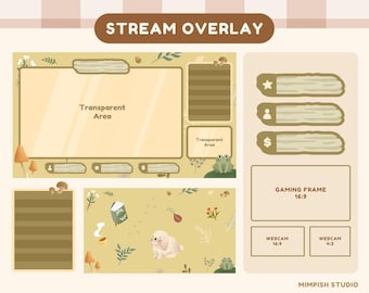 Stream Overlay Package Animated Frog Twitch Package Cottagecore Cute Comfy Cozy OBS Stream ...