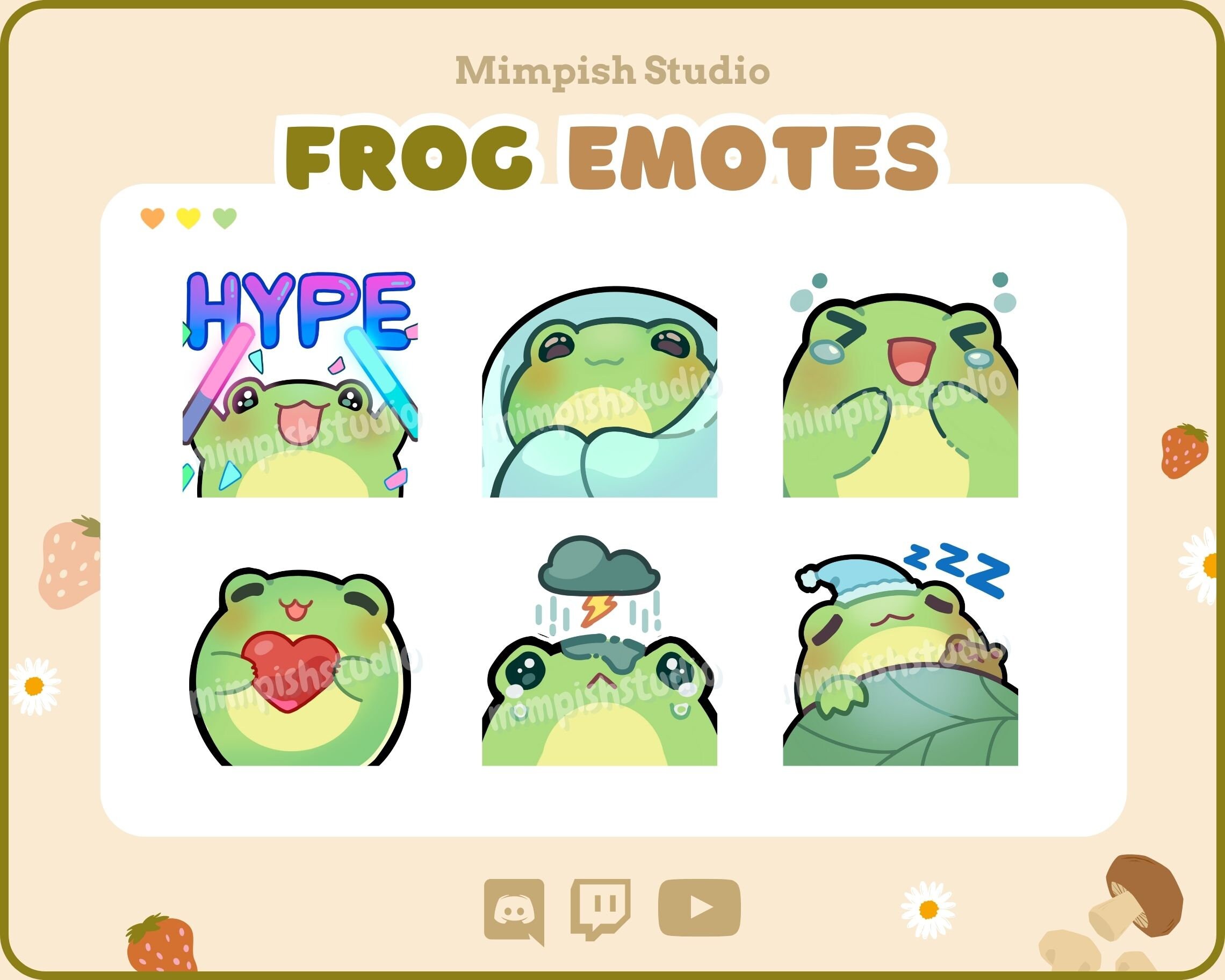 Emote Pack Twitch Frog | 12 Cute Frog Emotes | Cozy Comfy Aesthetics ...