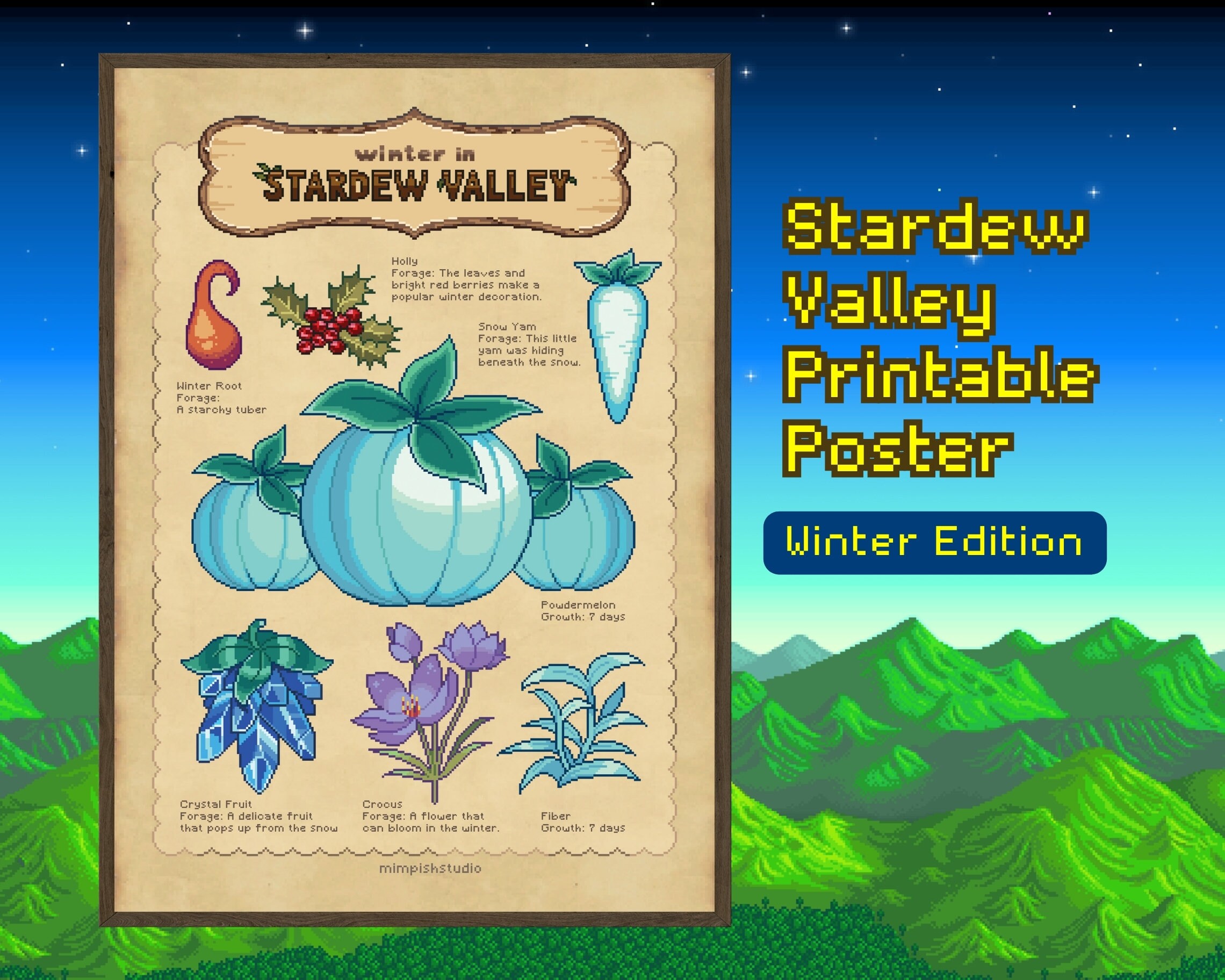 Stardew Valley Printable - Winter - Digital Print - Cottagecore Art ...