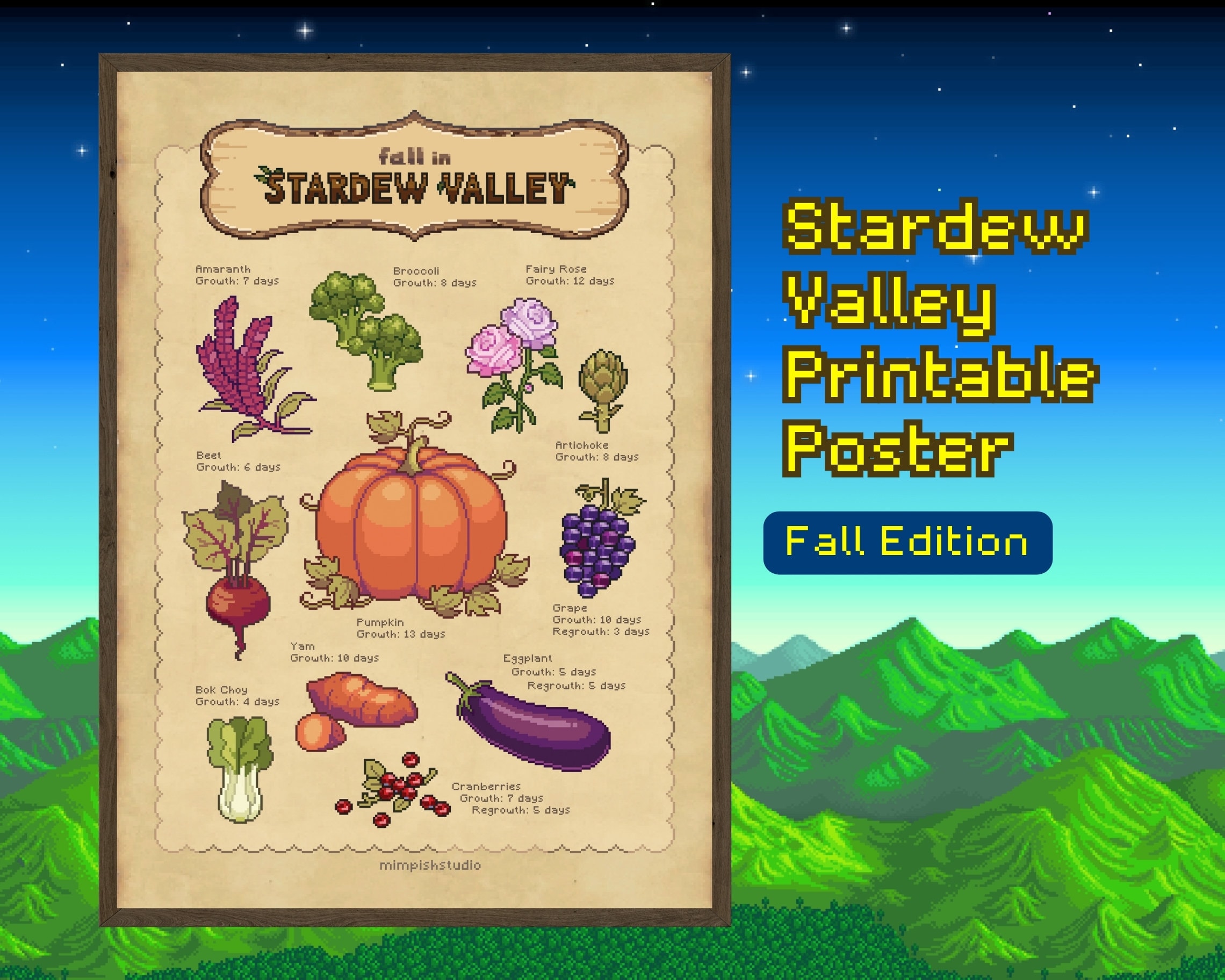 Stardew Valley Printable - Fall - Digital Print - Cottagecore Art Print ...