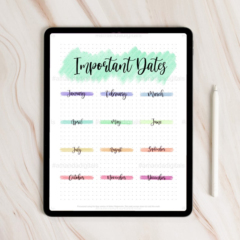 Important Dates Bullet Journal - Etsy