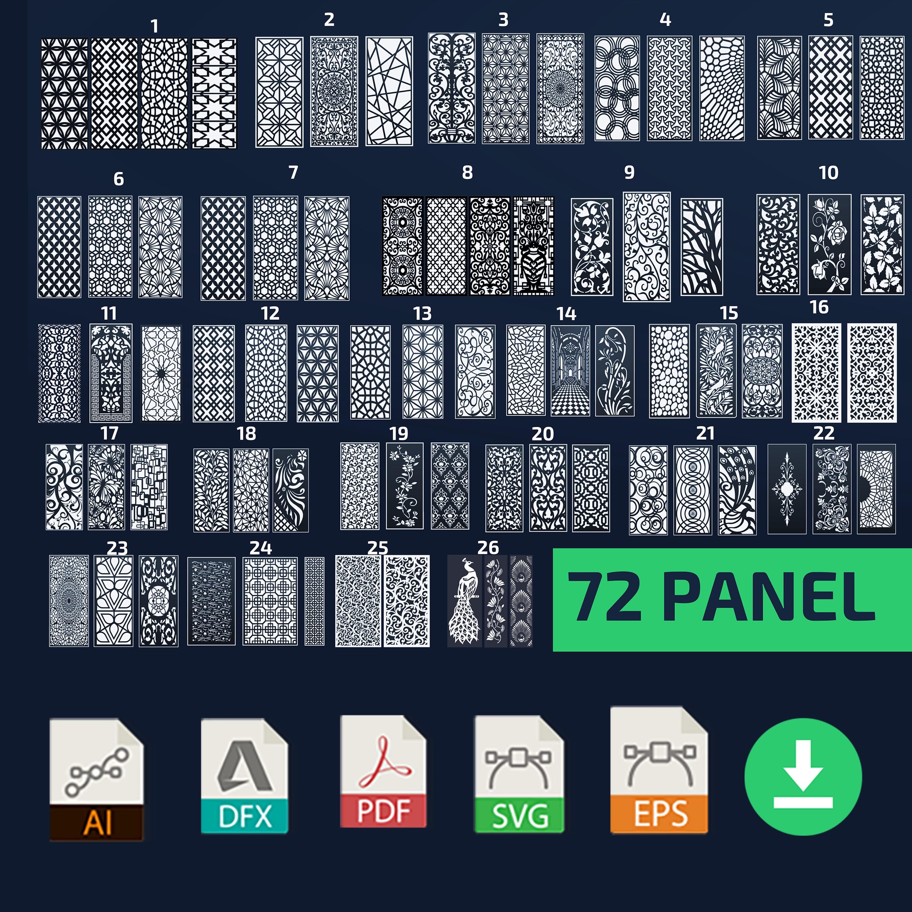 Panel Collection 72+cnc Set for DXF,CNC Loral Pattern, Vector Files ...