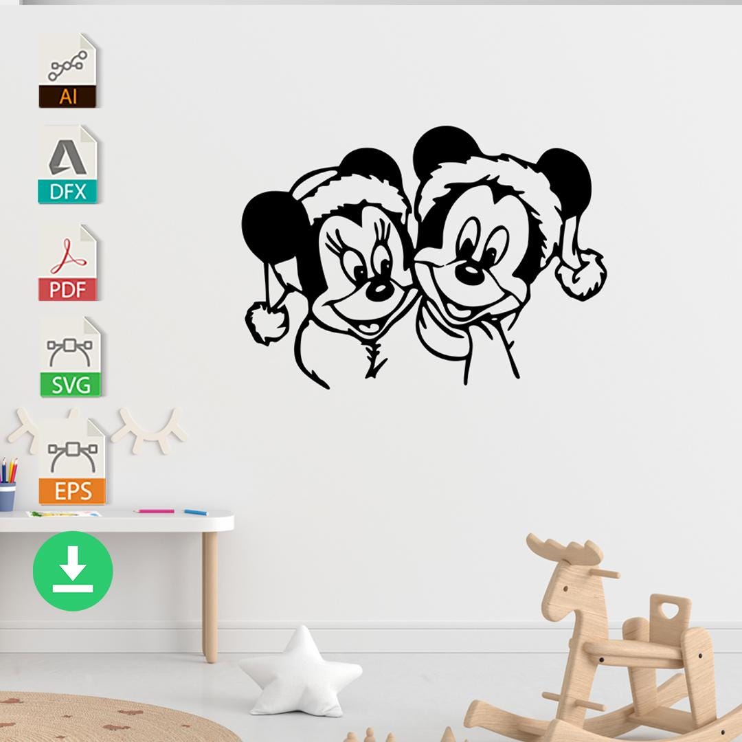 CNC Laser Cut Mickey and Minnie Wall Art Svg Bundle , DXF, EPS -digital ...