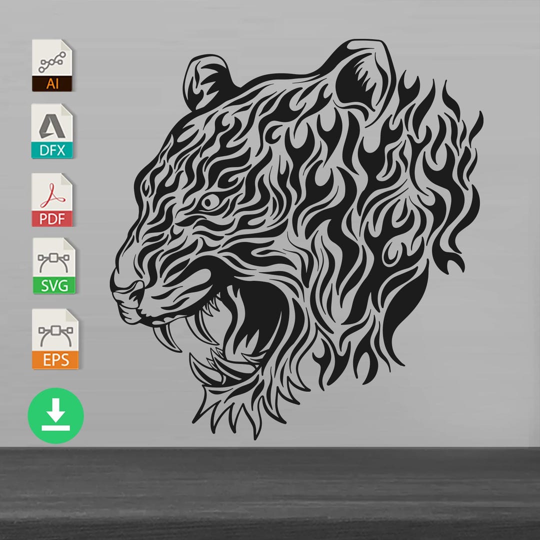 CNC Tiger Bundle - Vector DXF and SVG Files for Laser Cutting, Cnc ...