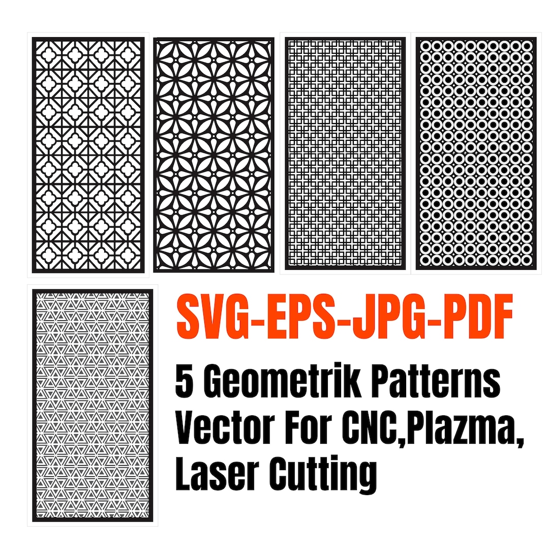 Set of 5 Geometric Vector Designs for CNC & Laser Cutting ,plazma,laser ...
