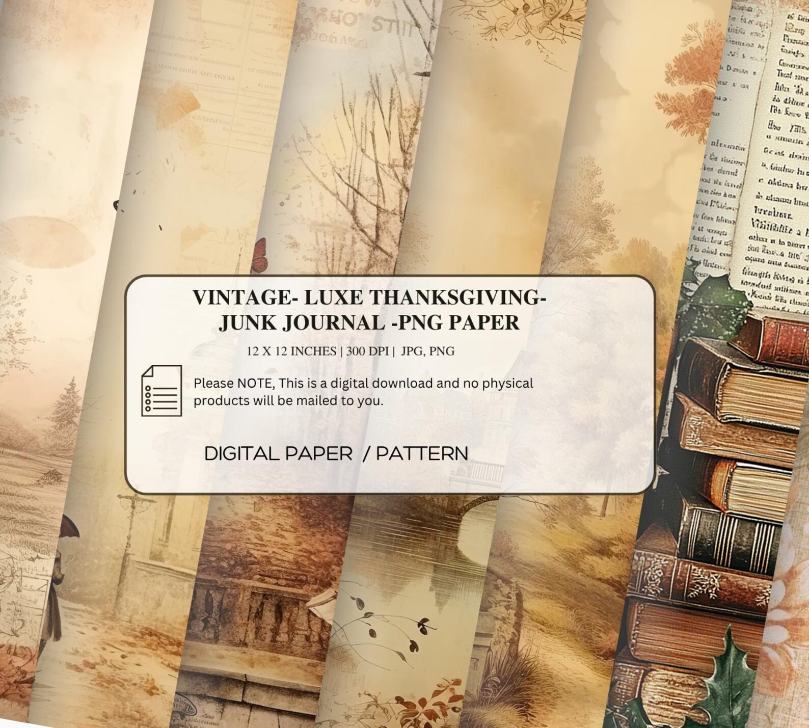 Thanksgiving Digital Paper Pack, Fall Harvest Printable Patterns 12×12 ...