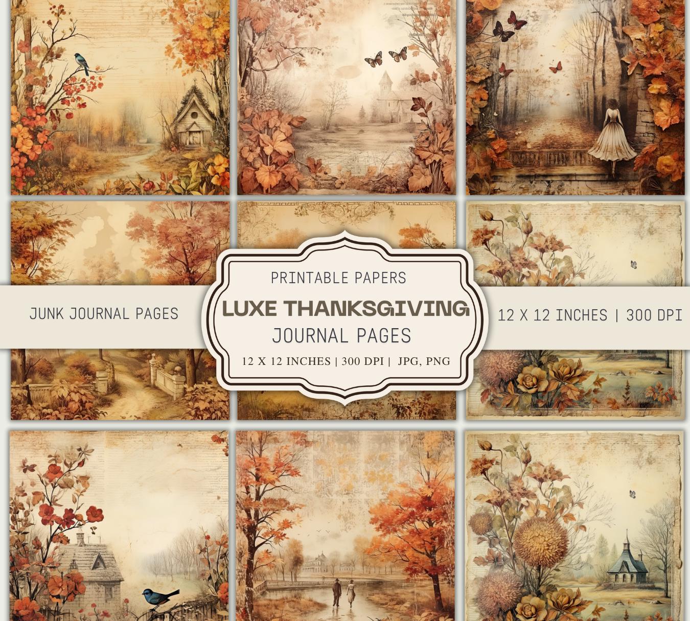 Thanksgiving Digital Paper Pack, Fall Harvest Printable Patterns 12×12 ...