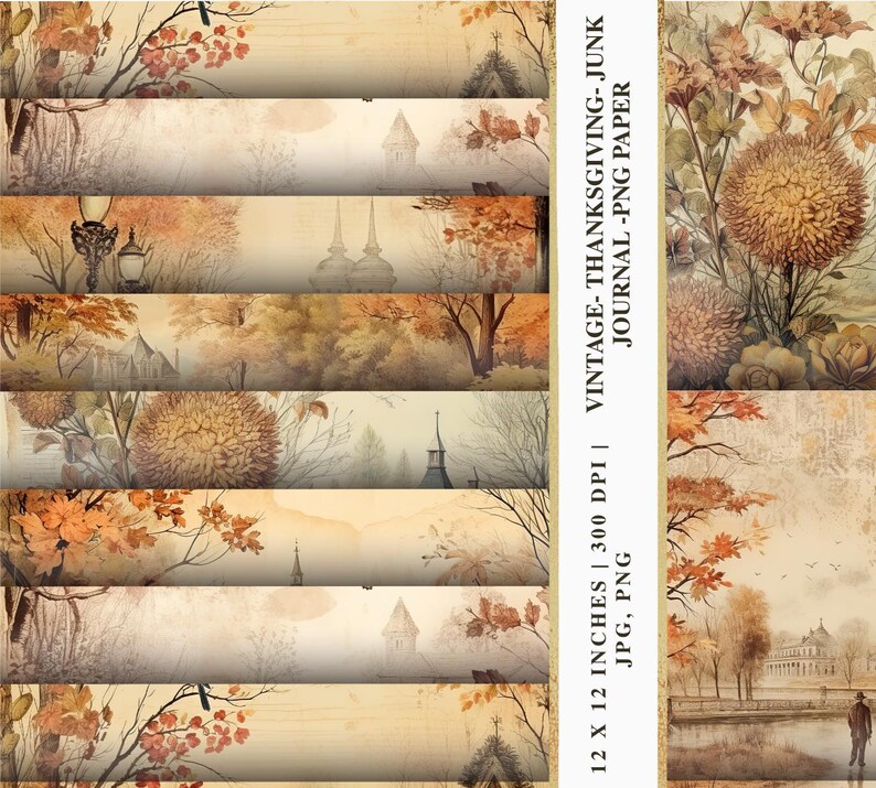 Thanksgiving Digital Paper Pack, Fall Harvest Printable Patterns 12×12 ...