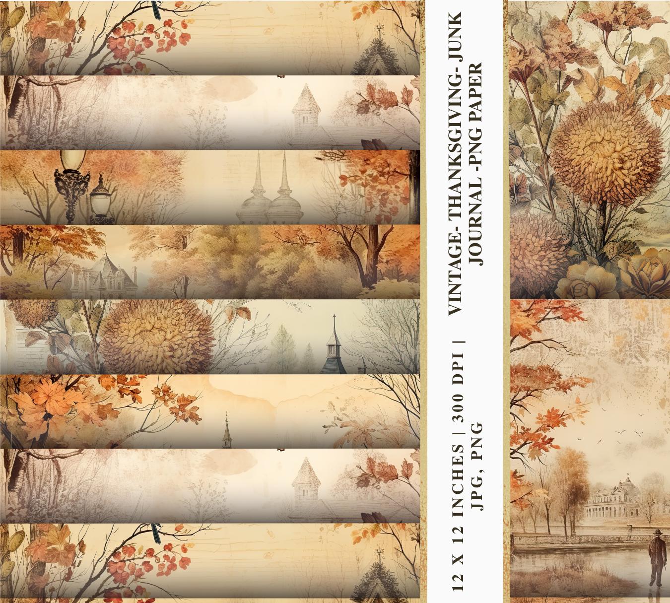 Thanksgiving Digital Paper Pack, Fall Harvest Printable Patterns 12×12 ...