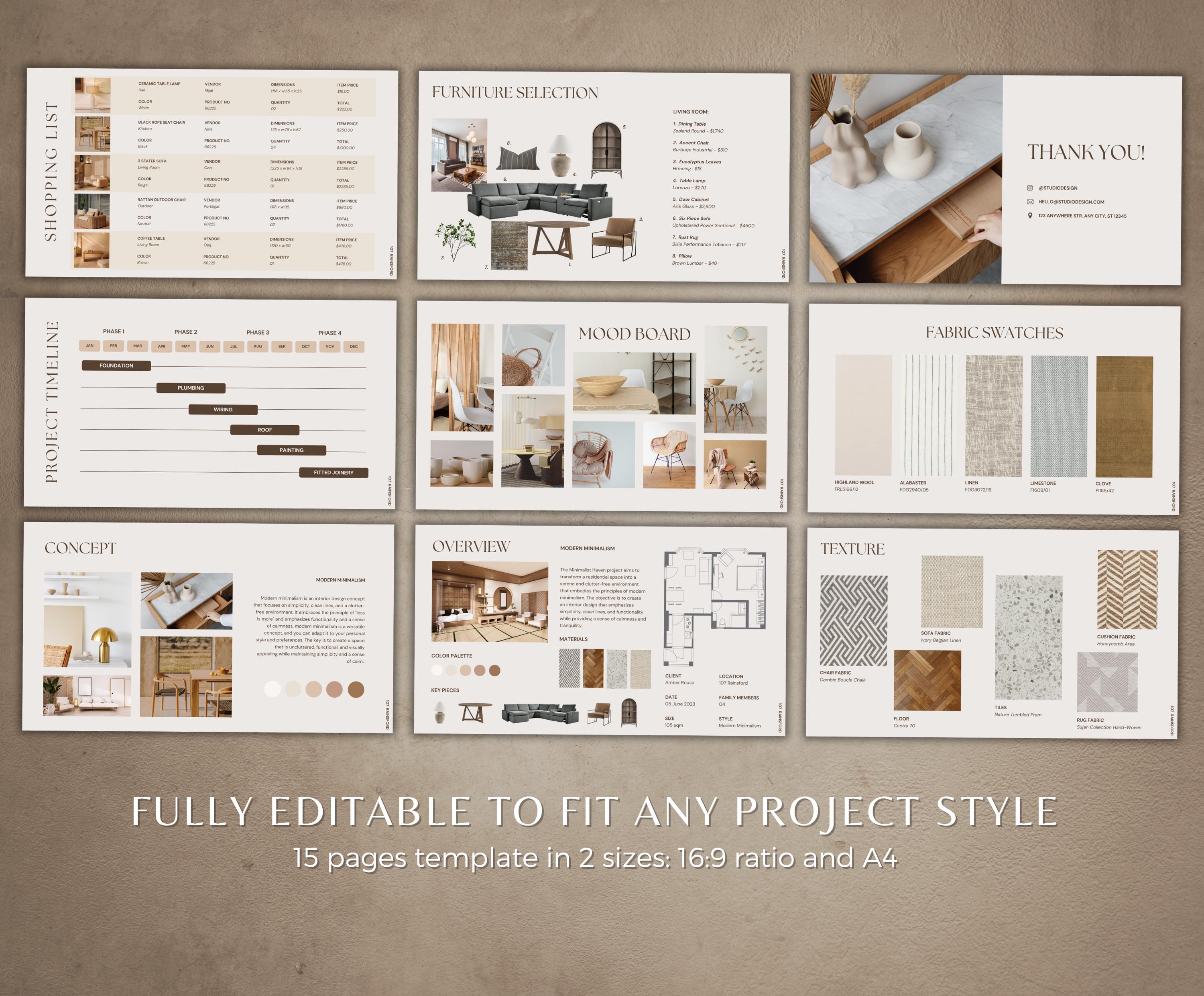 Interior Design Guide Template for Client Presentations and Project ...