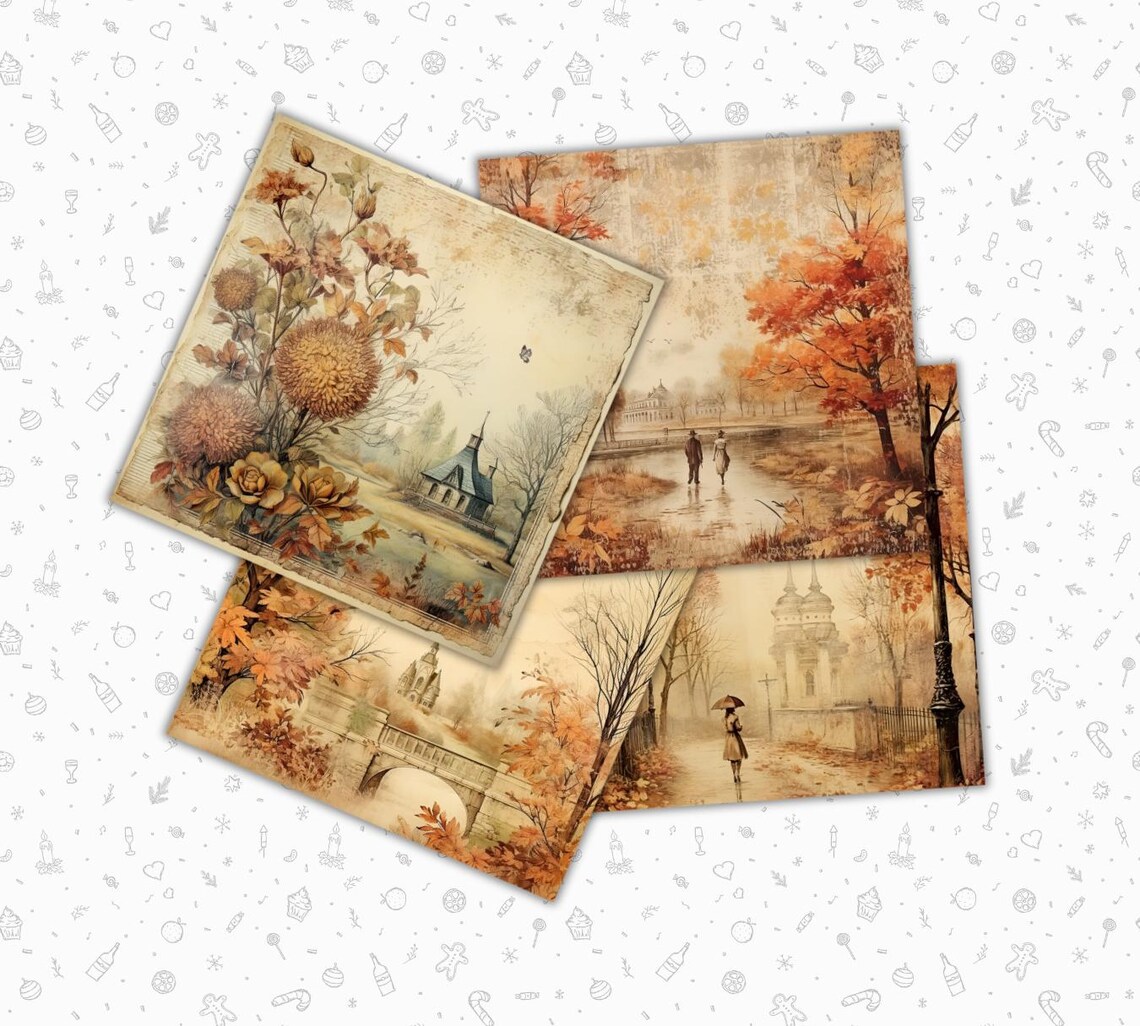 Thanksgiving Digital Paper Pack, Fall Harvest Printable Patterns 12×12 ...