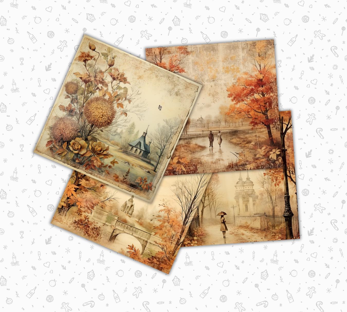 Thanksgiving Digital Paper Pack, Fall Harvest Printable Patterns 12×12 ...