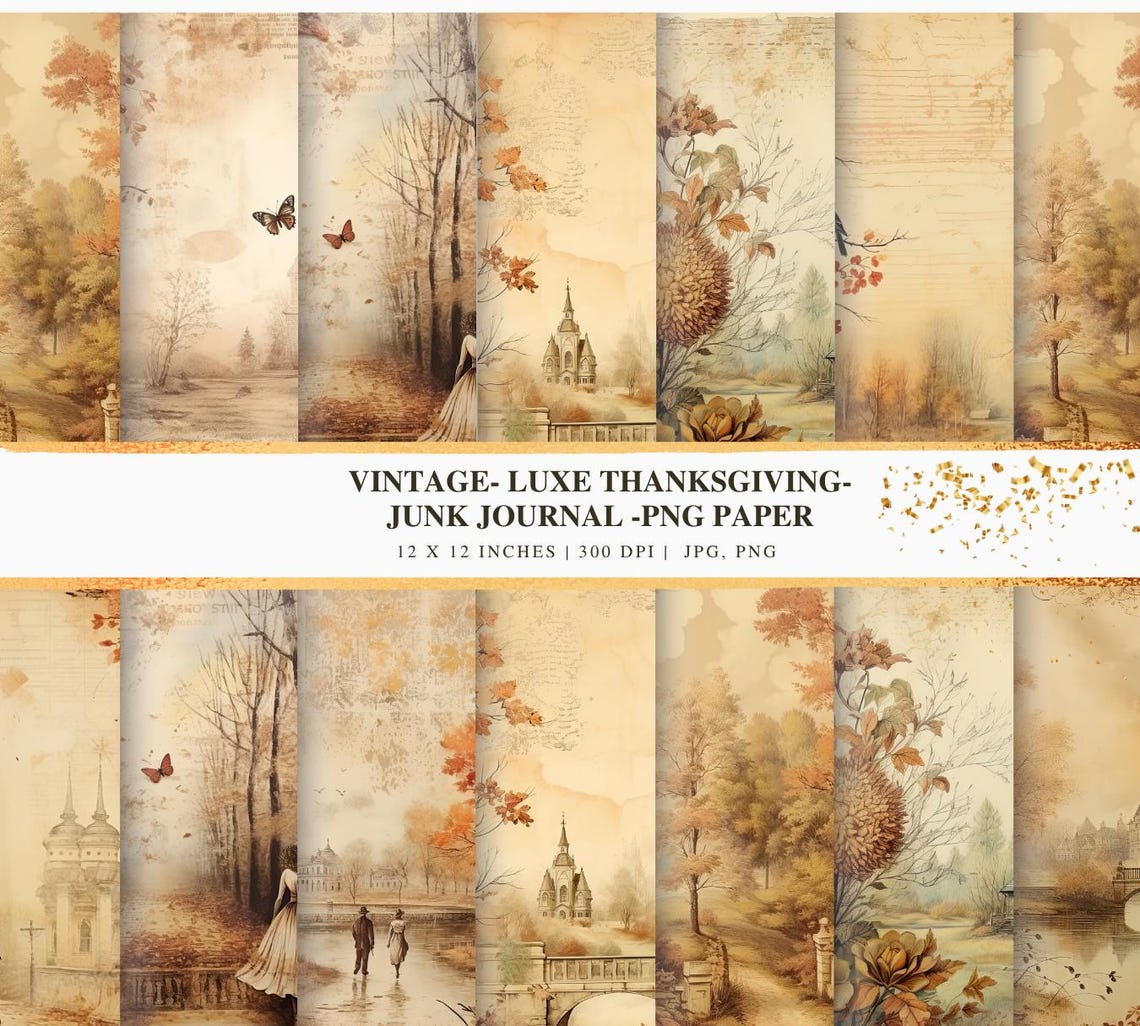 Thanksgiving Digital Paper Pack, Fall Harvest Printable Patterns 12×12 ...