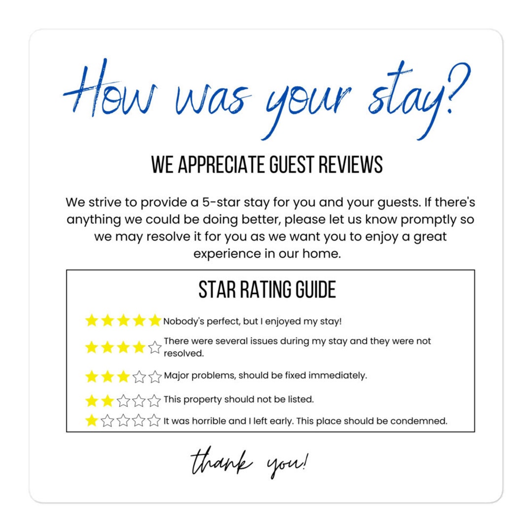 5 Star Review - Guest Rating System - Air Bnb, VRBO, Short Term Rental ...